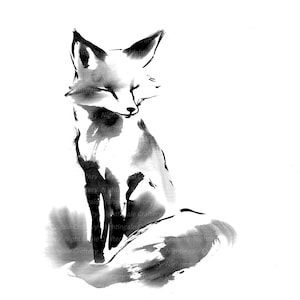 8 Sumi Ink Fox Clipart, Printable Sumi Ink Art Drawing, High Quality ...