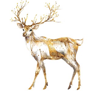 10 Golden Deer Clipart, Abstract Deer, Stag, Printable Watercolor ...