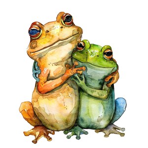 8 Frogs Friends Clipart, Frogs Hugging Clipart, Printable Watercolor ...