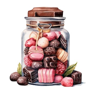 14 Jar With Candies Clipart, Candy Clipart, Printable Watercolor ...