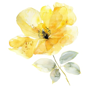 10 Abstract Flowers Clipart, Yellow Flower, Flowers Print, Printable ...