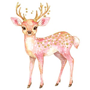 9 Pink Deer Clipart, Abstract Deer, Stag, Printable Watercolor Clipart ...