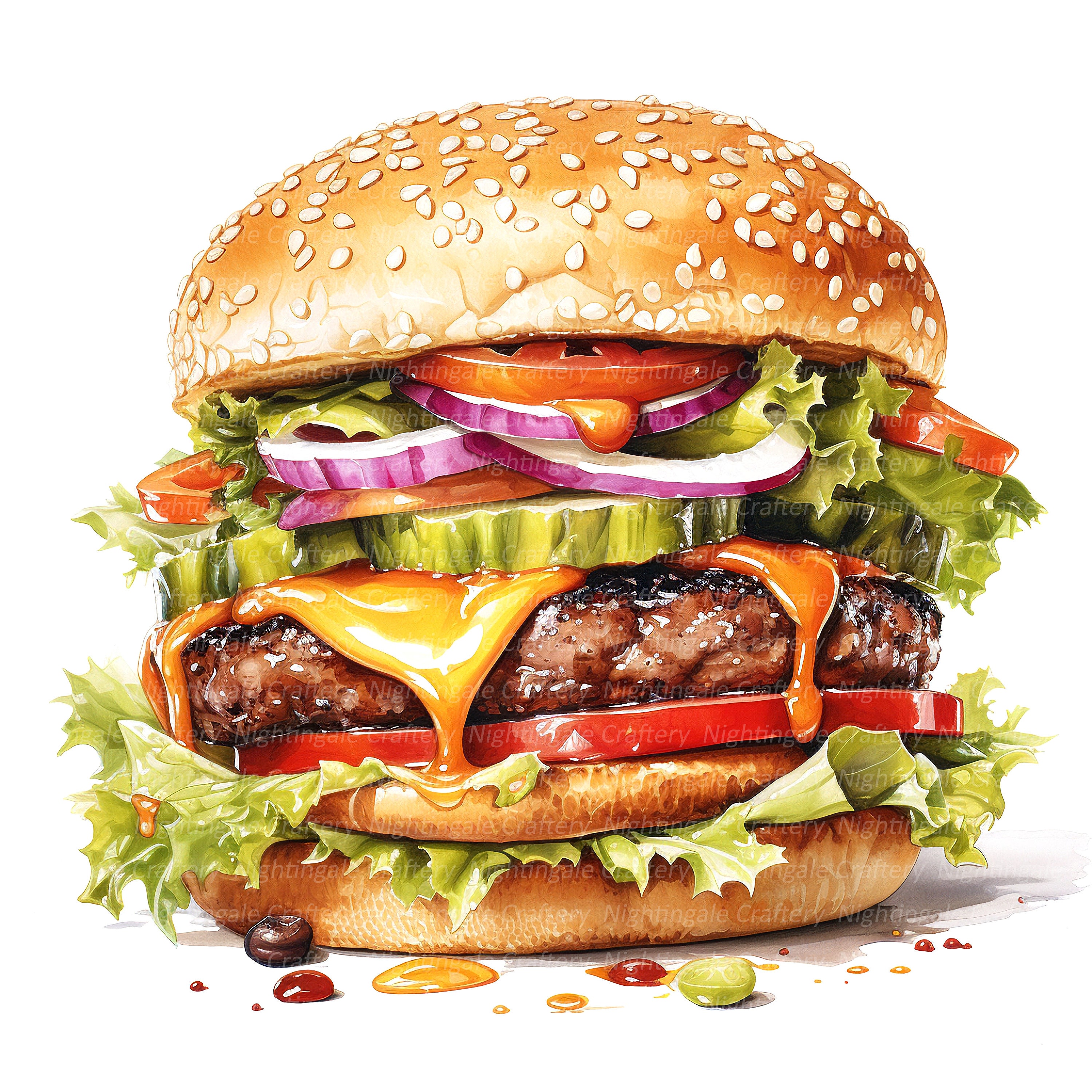 10 Tasty Hamburger Clipart Fast Food Clipart Printable - Etsy UK