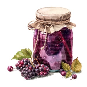 10 Vintage Jam Jar Clipart, Vintage Jar Clipart, Printable Watercolor ...