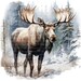 10 Moose in Winter Clipart, Printable Watercolor Clipart, High Quality ...