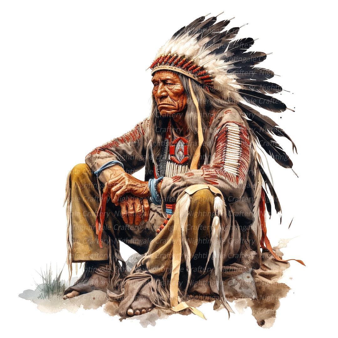12 Native American Indian Shaman Clipart, Printable Watercolor Clipart ...