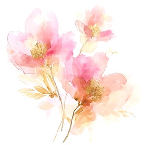 9 Abstract Flowers Clipart, Pink Gold Flower, Flowers Print, Printable ...