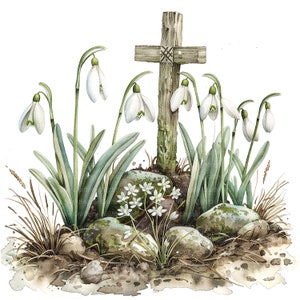 13 Cross Spring Flowers Clipart, Floral Cross, Forget Me Not, Printable ...