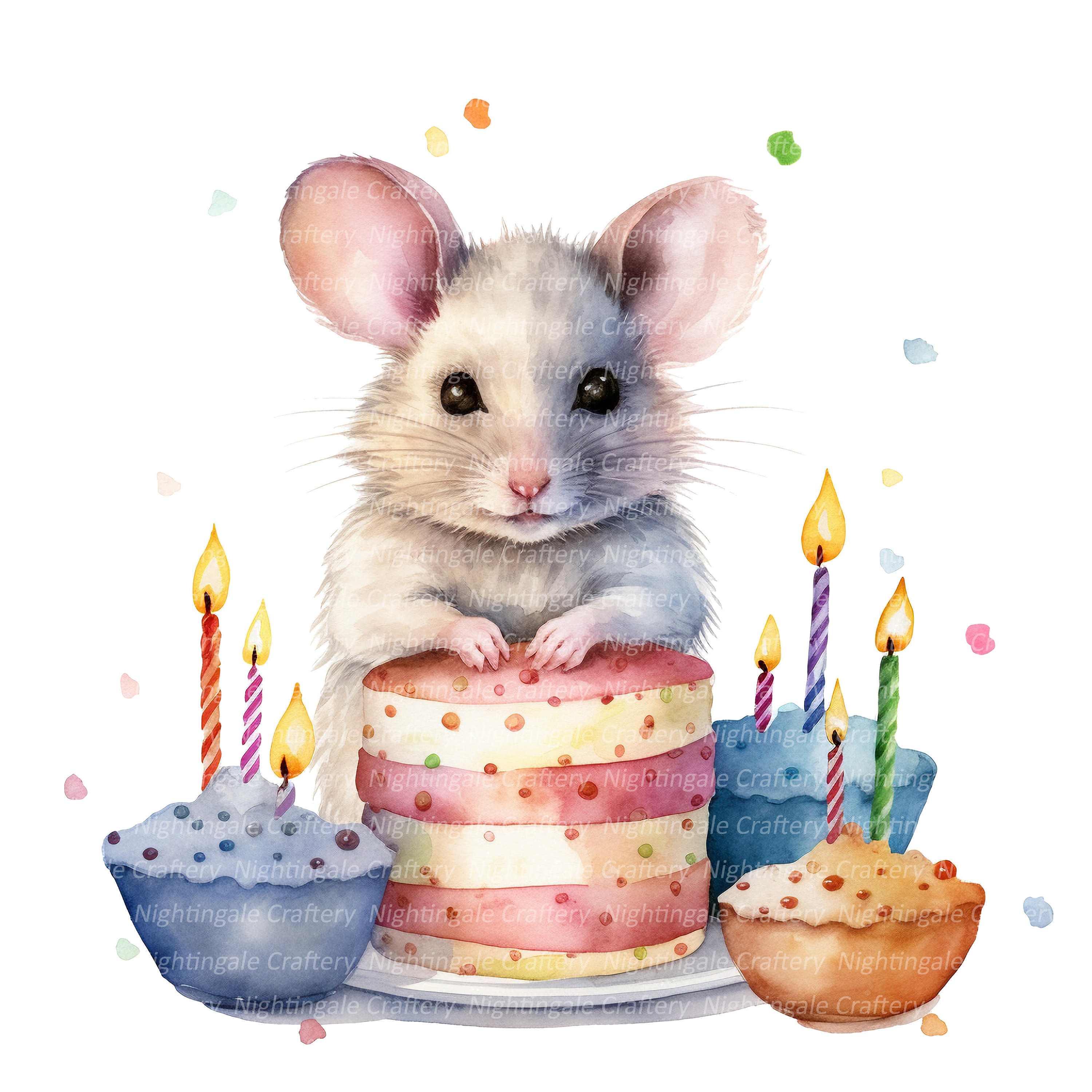 Mouse Party Clipart Printable Watercolor Clipart 10 High - Etsy UK