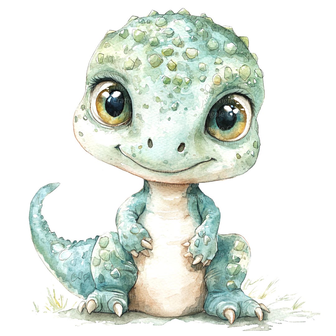 14 Dinosaur Baby Clipart Set 2, Dino Clipart, Printable Watercolor ...