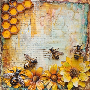 18 Vintage Bees Honey Background Papers, 12 X 12 Digital Paper Pack ...