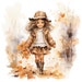 10 Little Girl in Autumn Clipart, Printable Watercolor Clipart, High ...