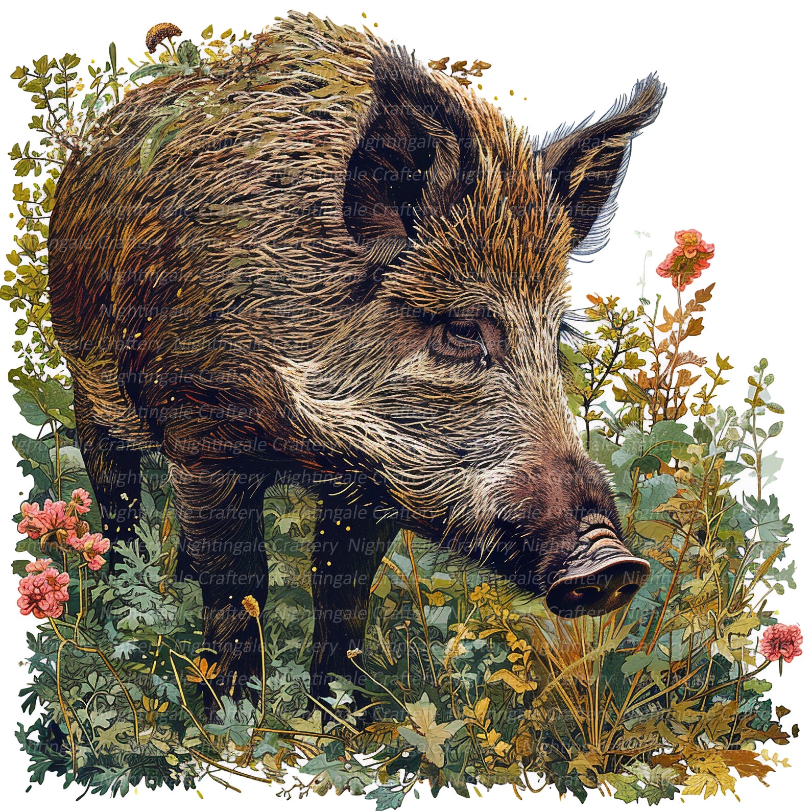 10 Wild Boar in Seasons Clipart, Poster, Printable Watercolor Clipart ...