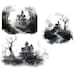 14 Haunted House Ink Art Clipart, Printable Watercolor Clipart, High ...