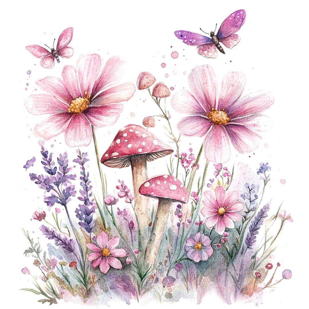 10 Magic Flowers Clipart, Enchanted Flowers, Printable Watercolor ...