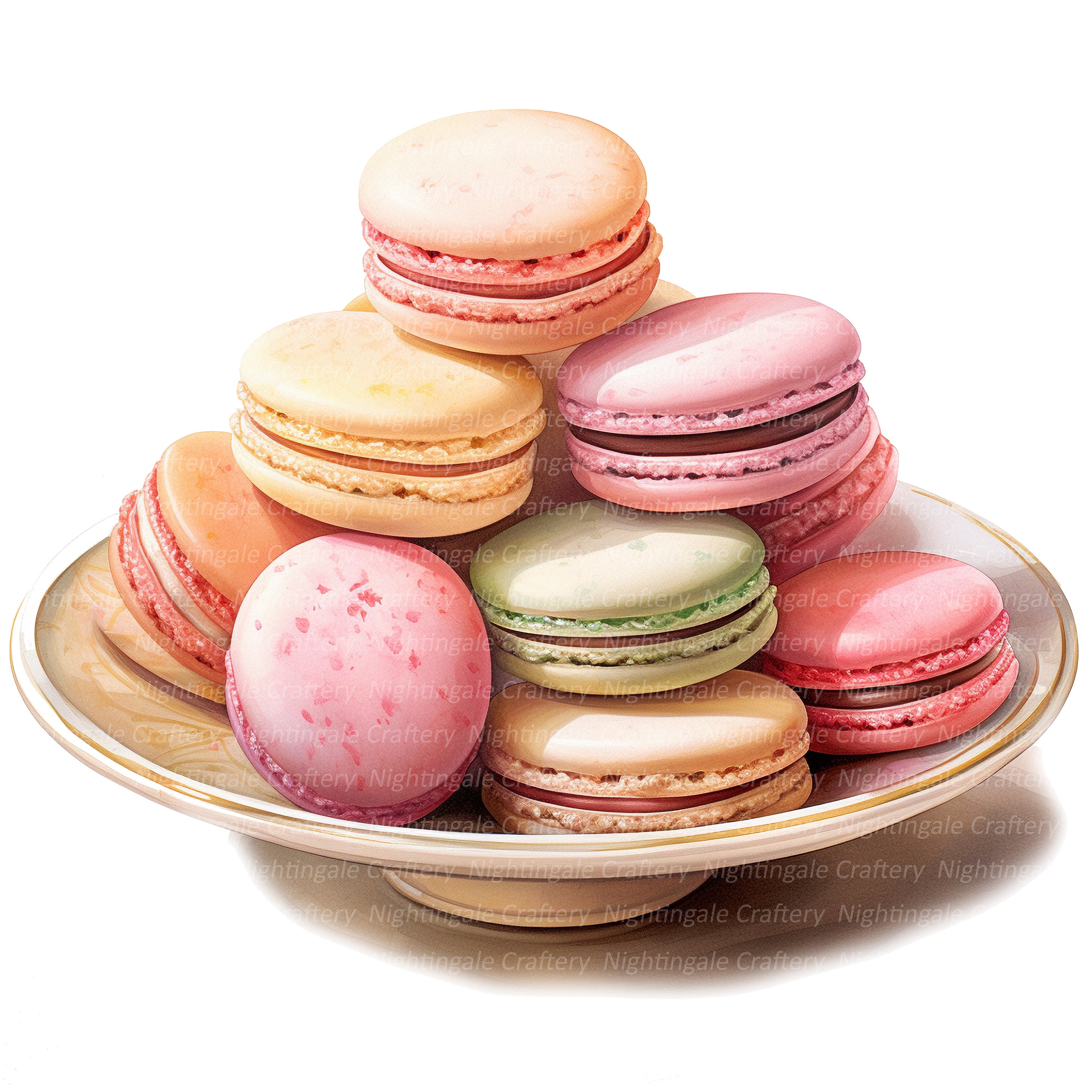 10 Tasty Macarons Clipart, Macaron Cookies, Printable Watercolor ...
