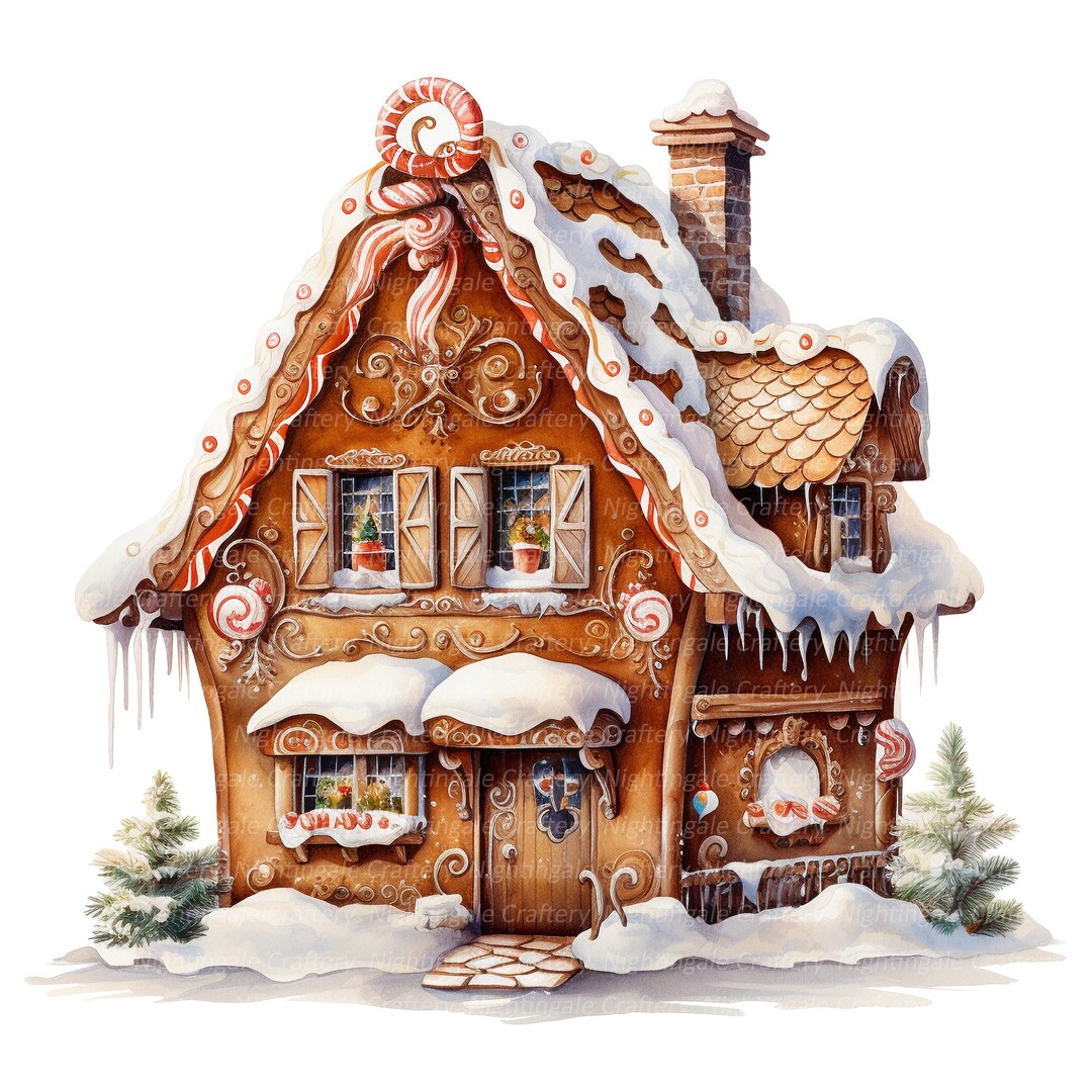 12 Gingerbread House Set 2 Clipart, Christmas Clipart, Printable ...