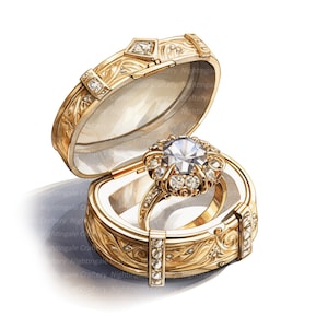 9 Engagement Ring Box Clipart, Wedding Rings Clipart, Printable ...