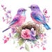 10 Spring Bird Nest Clipart, Floral Nest Clipart, Printable Watercolor ...