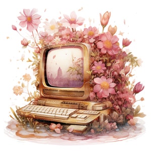 10 Pink Luxury Computer Clipart, PC Clipart, Printable Watercolor ...