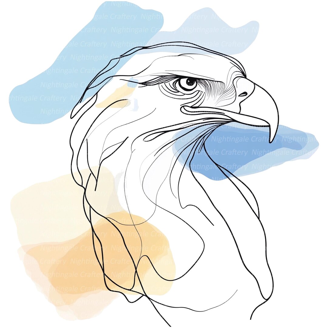 8 Eagle Line Art, Eagle Wall Art, Printable Watercolor Clipart, High ...