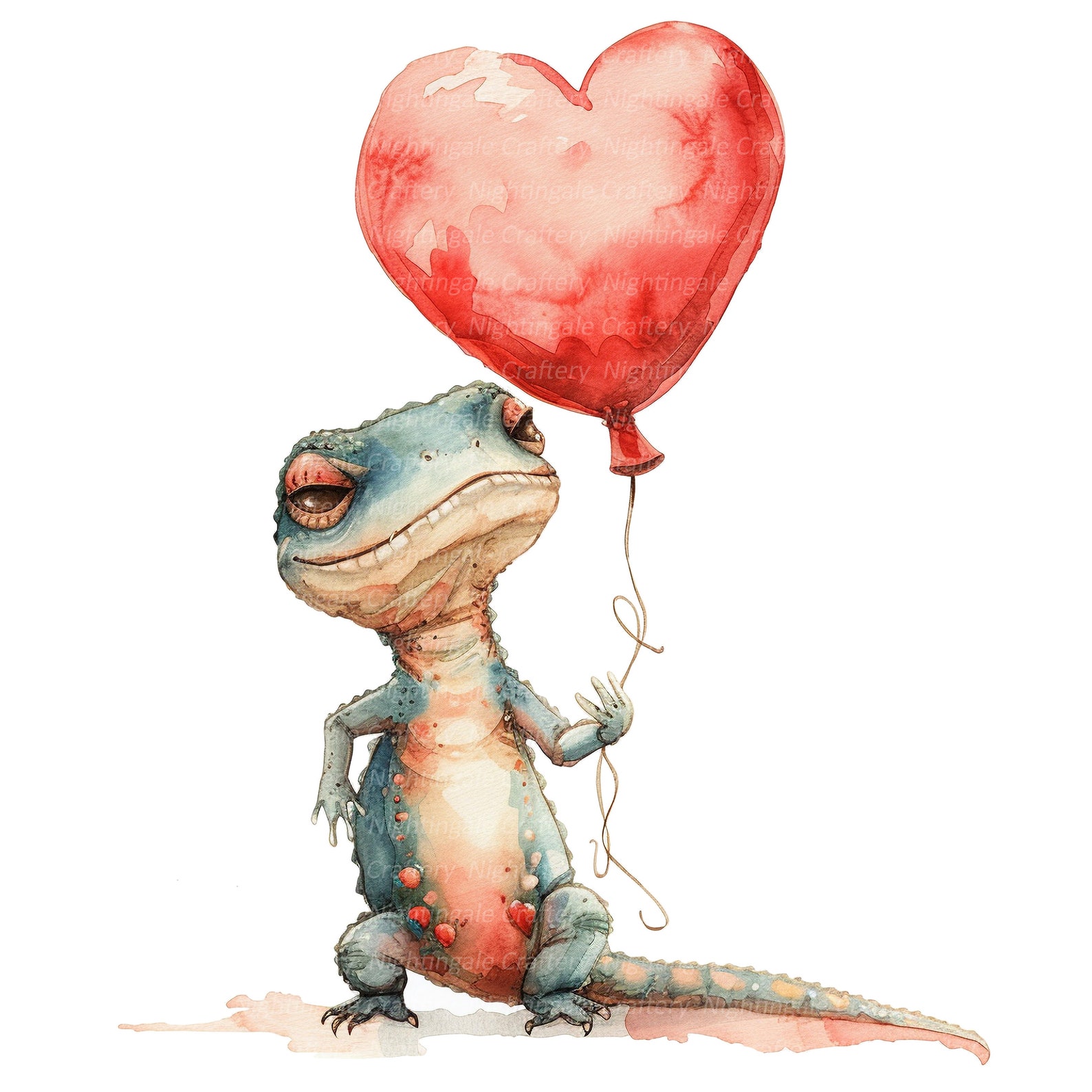 11 Lizard Balloon Clipart, Valentine Card, Printable Watercolor Clipart ...