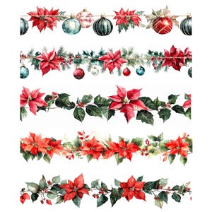 130 Christmas Garland Designs Bundle, Seamless Garland Pack, Printable ...