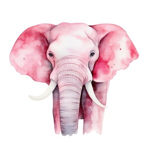 10 Pink Elephant Clipart, Watercolor Elephant, Printable Watercolor ...