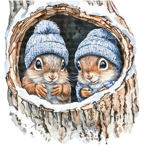 8 Winter Squirrels Clipart, Frozen Squirrel, Printable Watercolor ...
