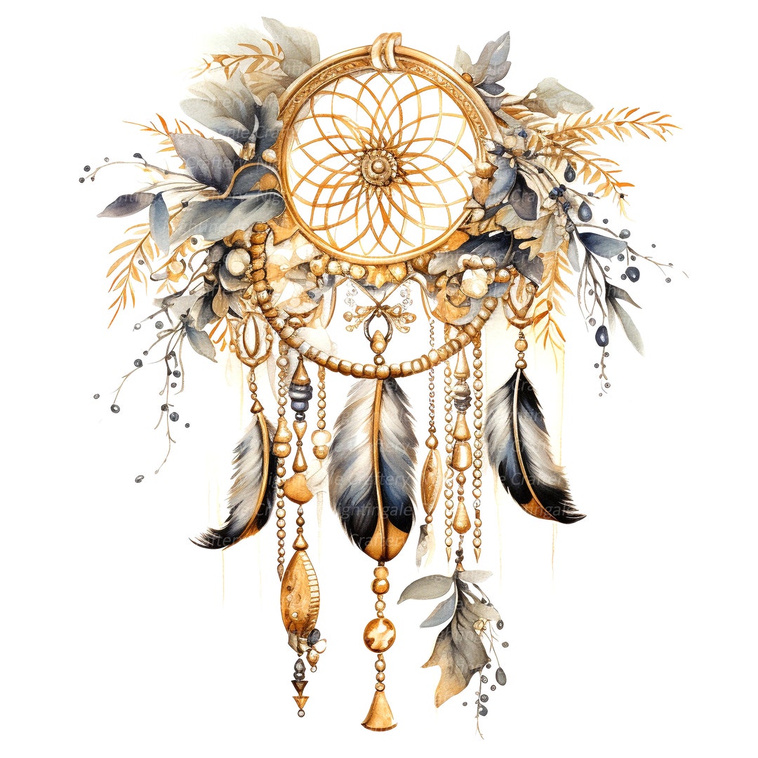 12 Adorable Dreamcatchers Set 3 Clipart, Printable Watercolor Clipart ...