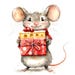 8 Mouse and Present Clipart, Birthday Card, Printable Watercolor ...