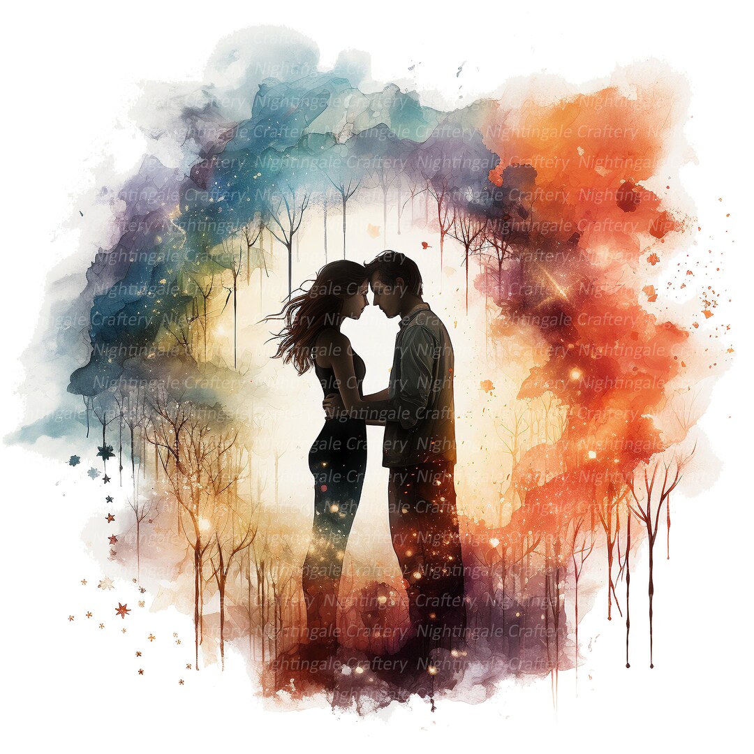 10 Abstract Friendship Clipart, Lovers, Couple, Printable Watercolor ...