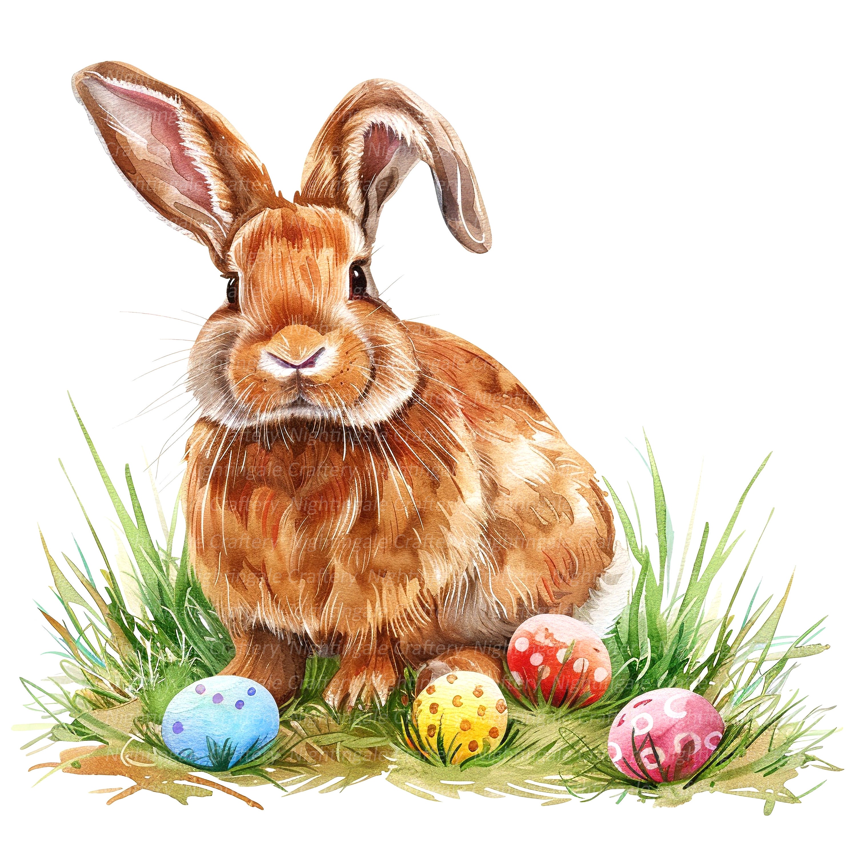 10 Easter Bunny Clipart Set 2, Rabbit Clipart, Printable Watercolor ...
