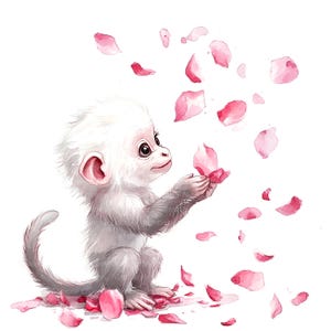 7 Romantic Chimp Clipart, Cute Chimpanzee, Printable Watercolor Clipart ...