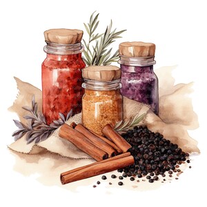 13 Spice Bottles Clipart, Kitchen Spices Clipart, Digital Clipart ...