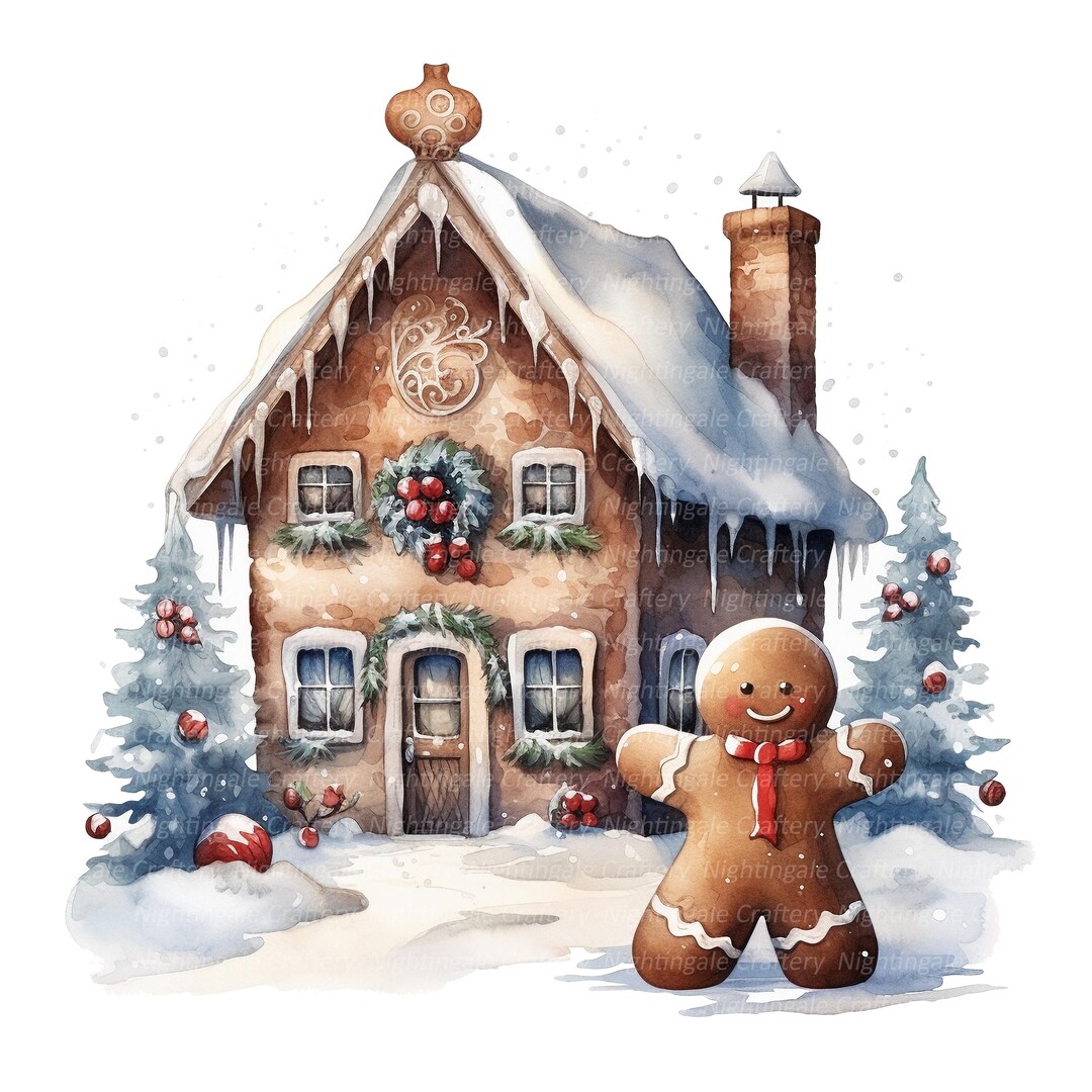 12 Gingerbread House and Man Clipart, Christmas Clipart, Printable ...