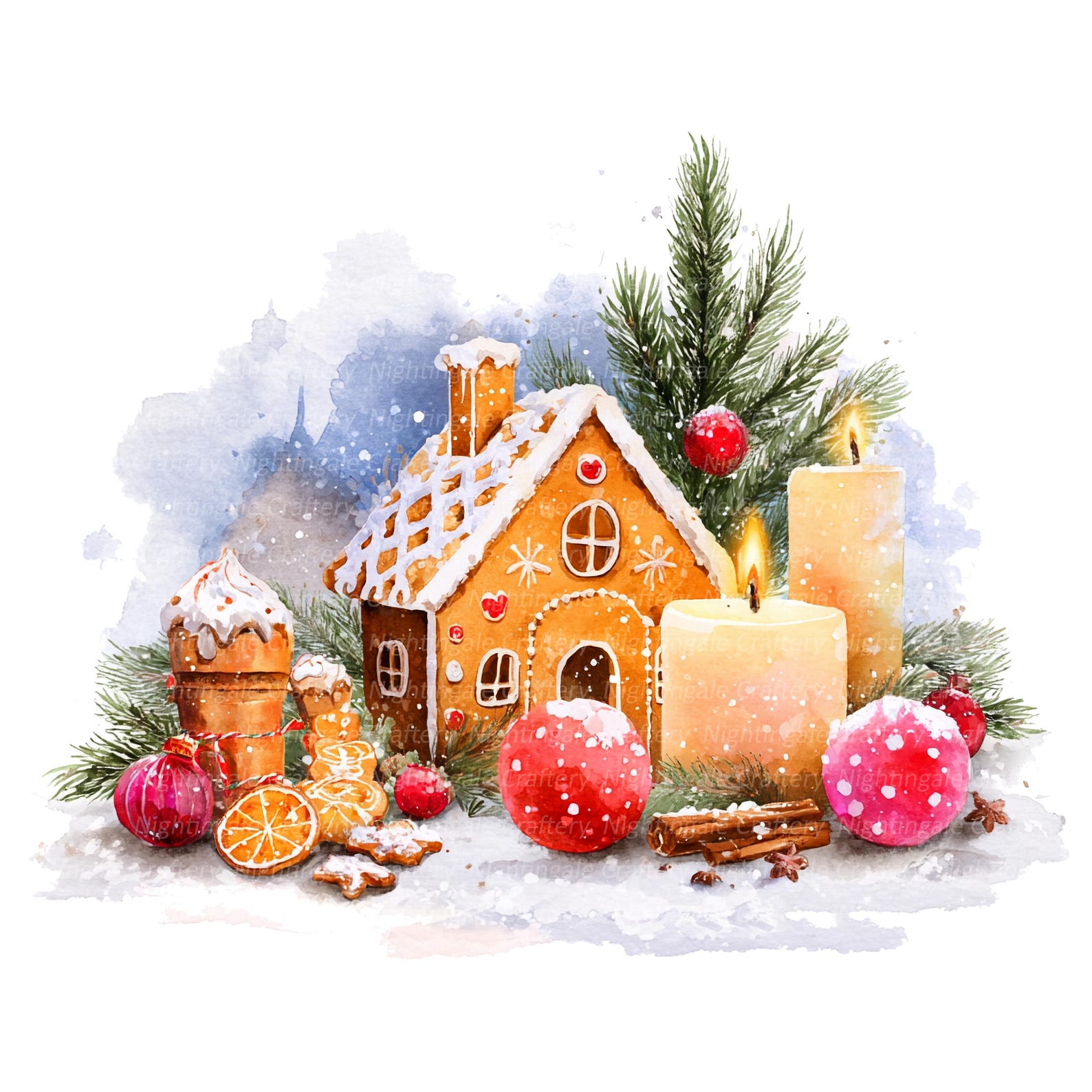 13 Gingerbread House Clipart, Christmas Decor Clipart, Printable ...