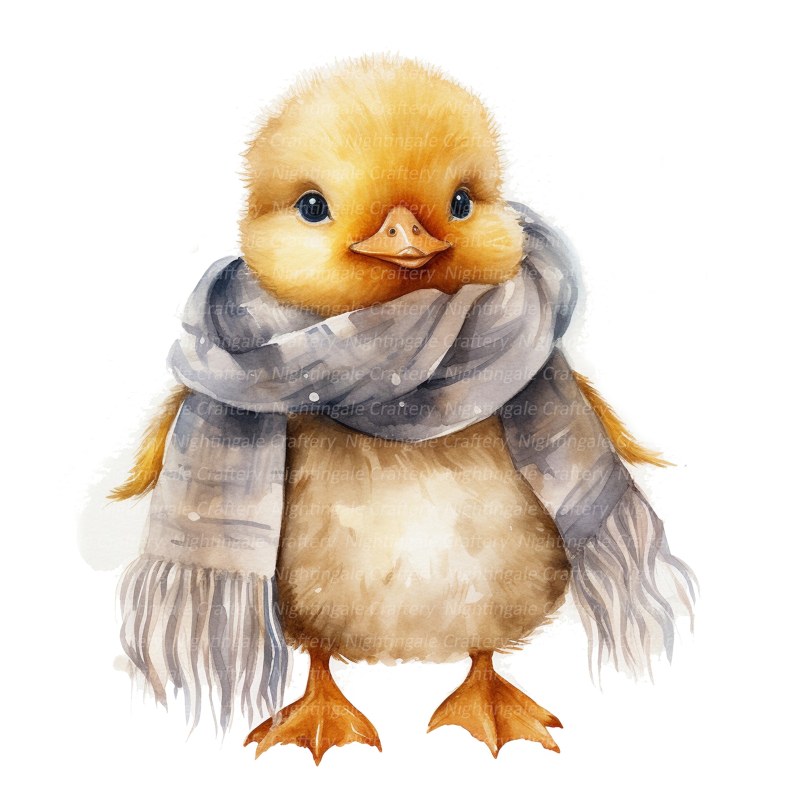 14 Duckling With Scarf Clipart, Winter Duckling, Printable Watercolor Clipart, High Quality JPG ...