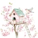 9 Spring Birdhouse Clipart 2, Floral Bird House, Printable Watercolor ...