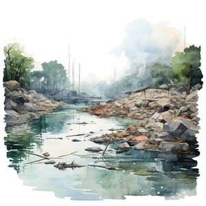 12 Polluted Waters Clipart, Printable Watercolor Clipart, High Quality ...