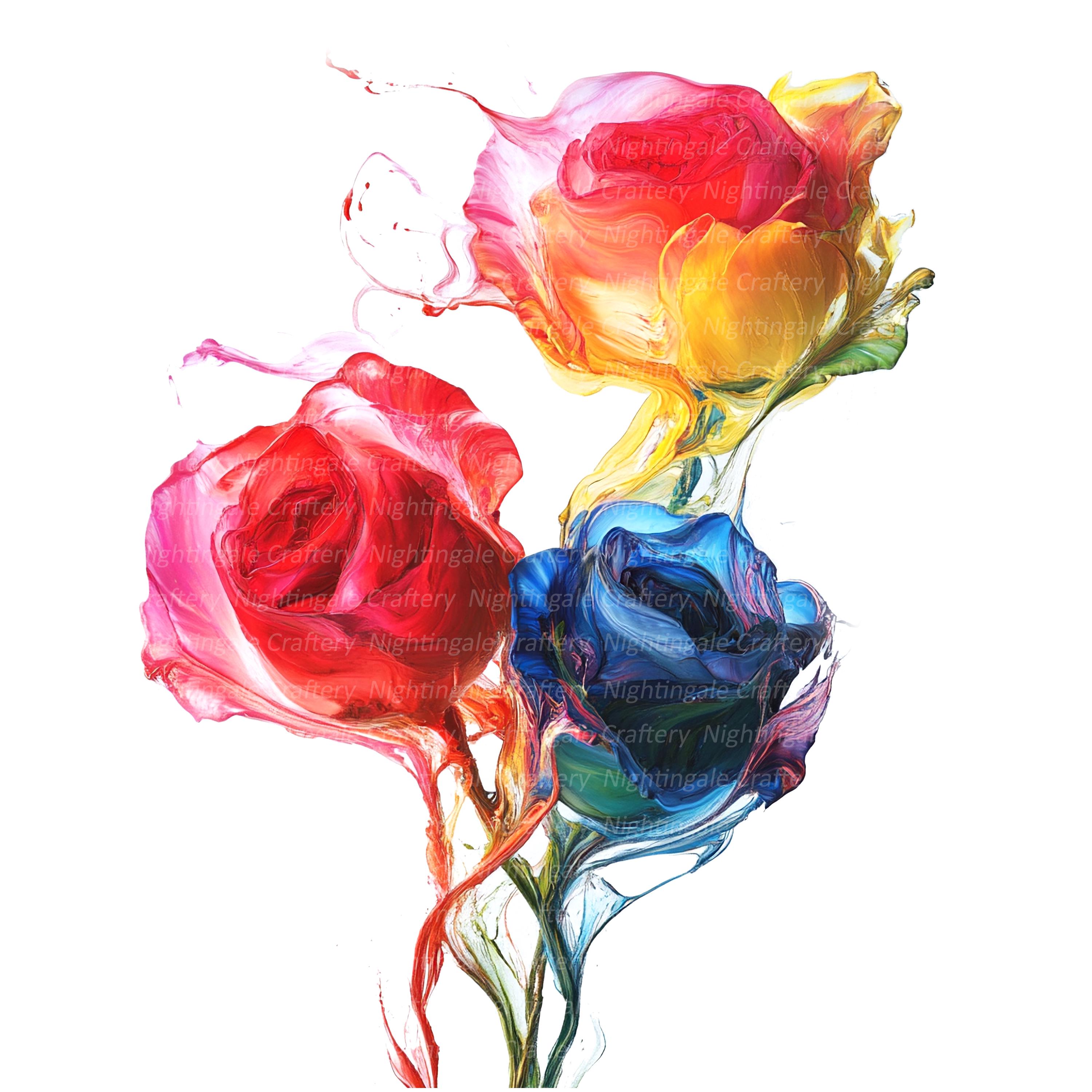 10 Mesmerizing Roses Clipart, Roses Wall Art, Printable Watercolor ...