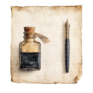 14 Ink Pen Paper Clipart, Romantic Letter, High Quality Jpgs, Printable ...