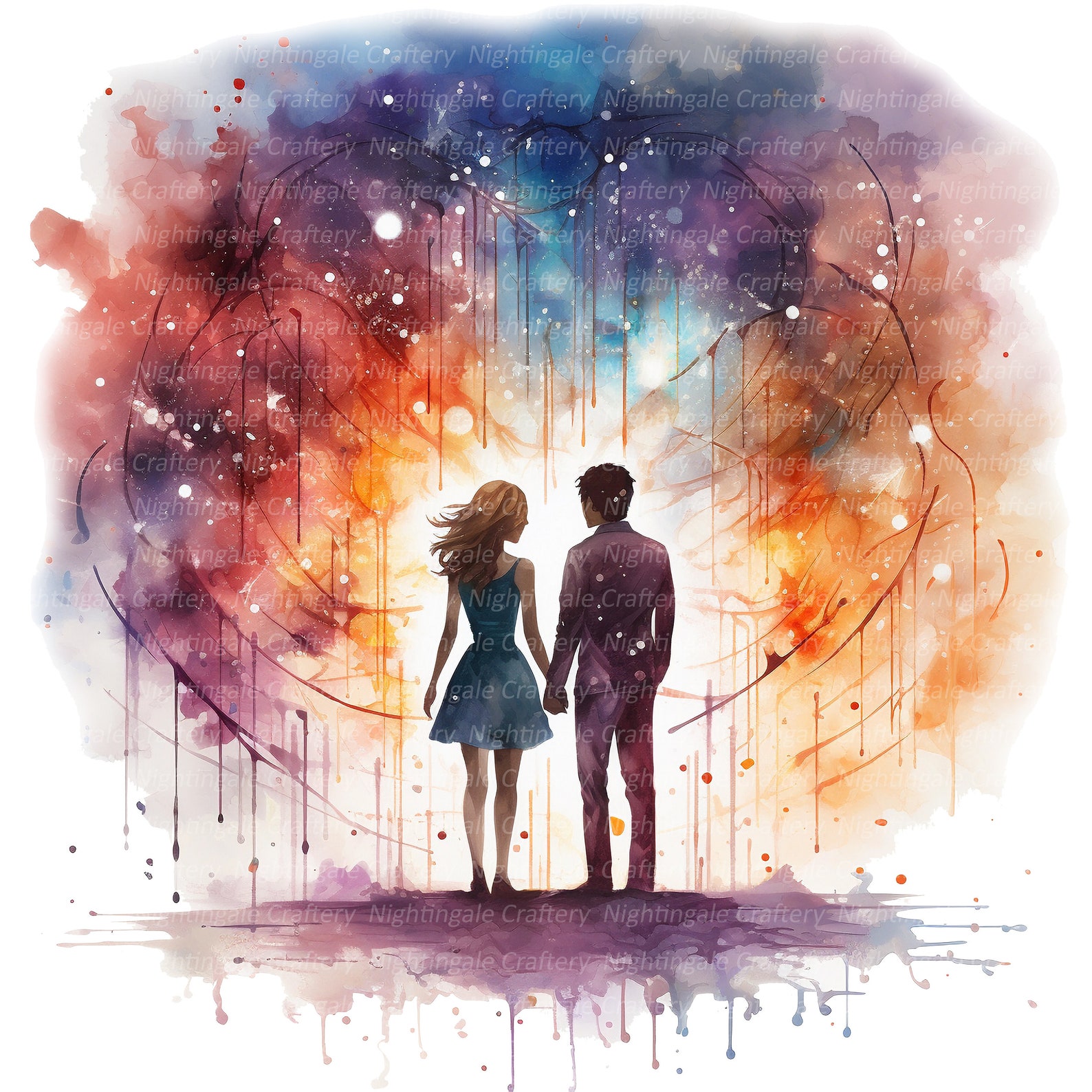 10 Abstract Friendship Clipart, Lovers, Couple, Printable Watercolor ...