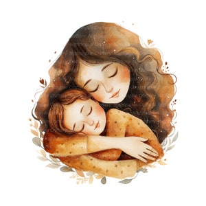 10 Mother and Child Clipart, Mother's Day Card, Printable Watercolor ...