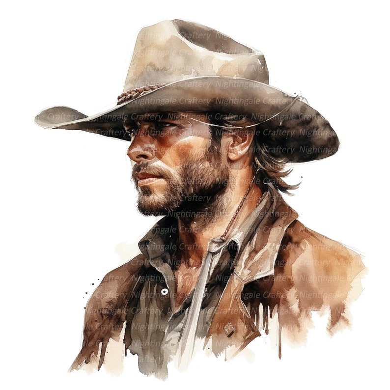 12 Cowboy Clipart, Wild West Cowboy, Printable Watercolor Clipart, High ...