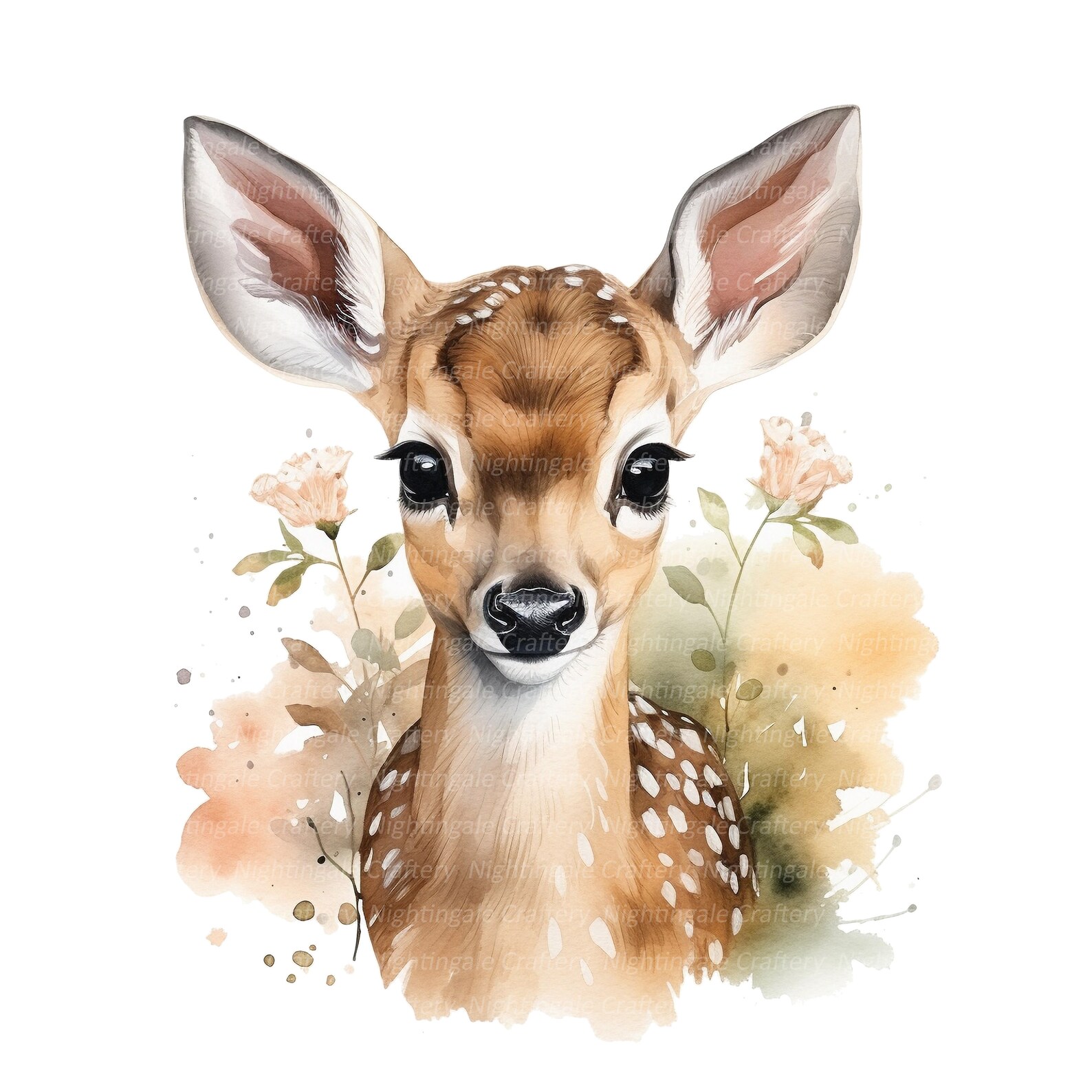 10 Fawn Baby Clipart, Bemby for Nursery, Printable Watercolor Clipart ...