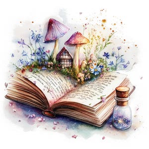 14 Enchanted Storybook, Magical Fairy Book Clipart, Printable ...