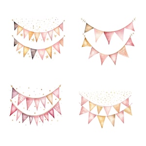 16 Party Bunting Clipart, Elegant Garland Clipart, Golden, Printable ...