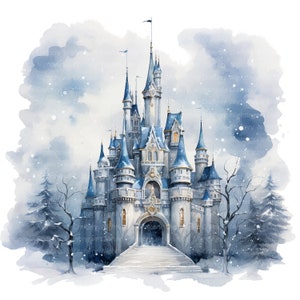 10 Winter Castle Clipart, Winter Palace, Printable Watercolor Clipart ...