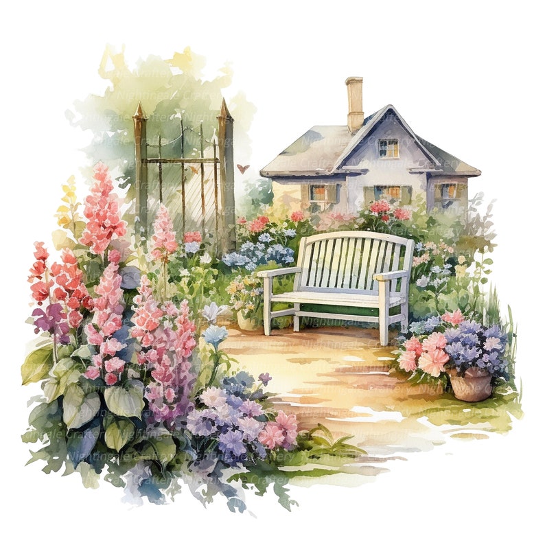 14 Floral Garden Clipart Garden Flowers Printable Watercolor - Etsy